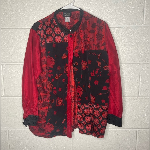 koos | Jackets & Coats | Vintage Koos Red And Black Patchwork Floral ...